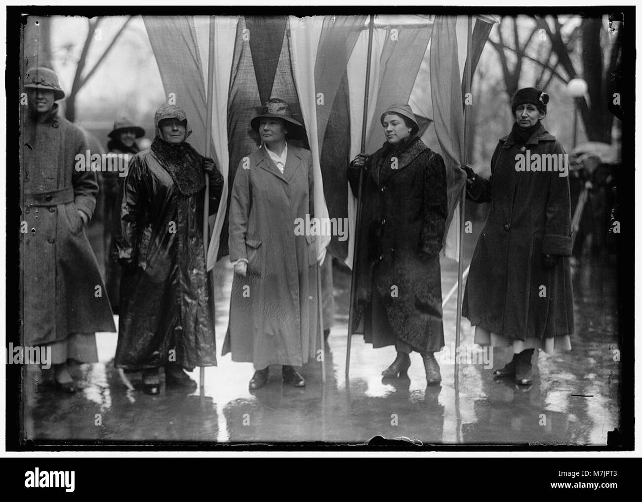 A group of suffragettes from the woman suffrage movement, captured ...