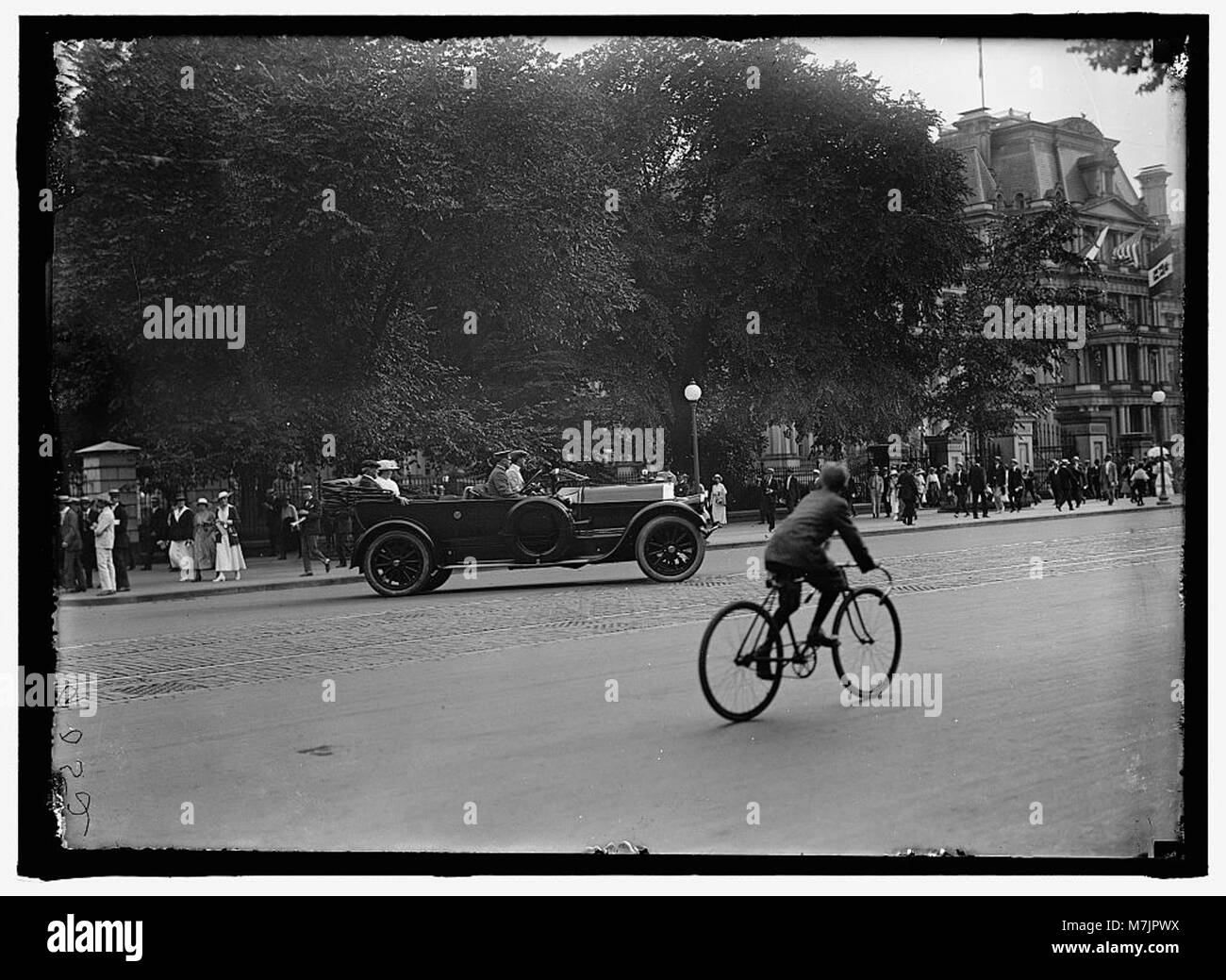 A photograph depicting President Woodrow Wilson and his wife leaving ...