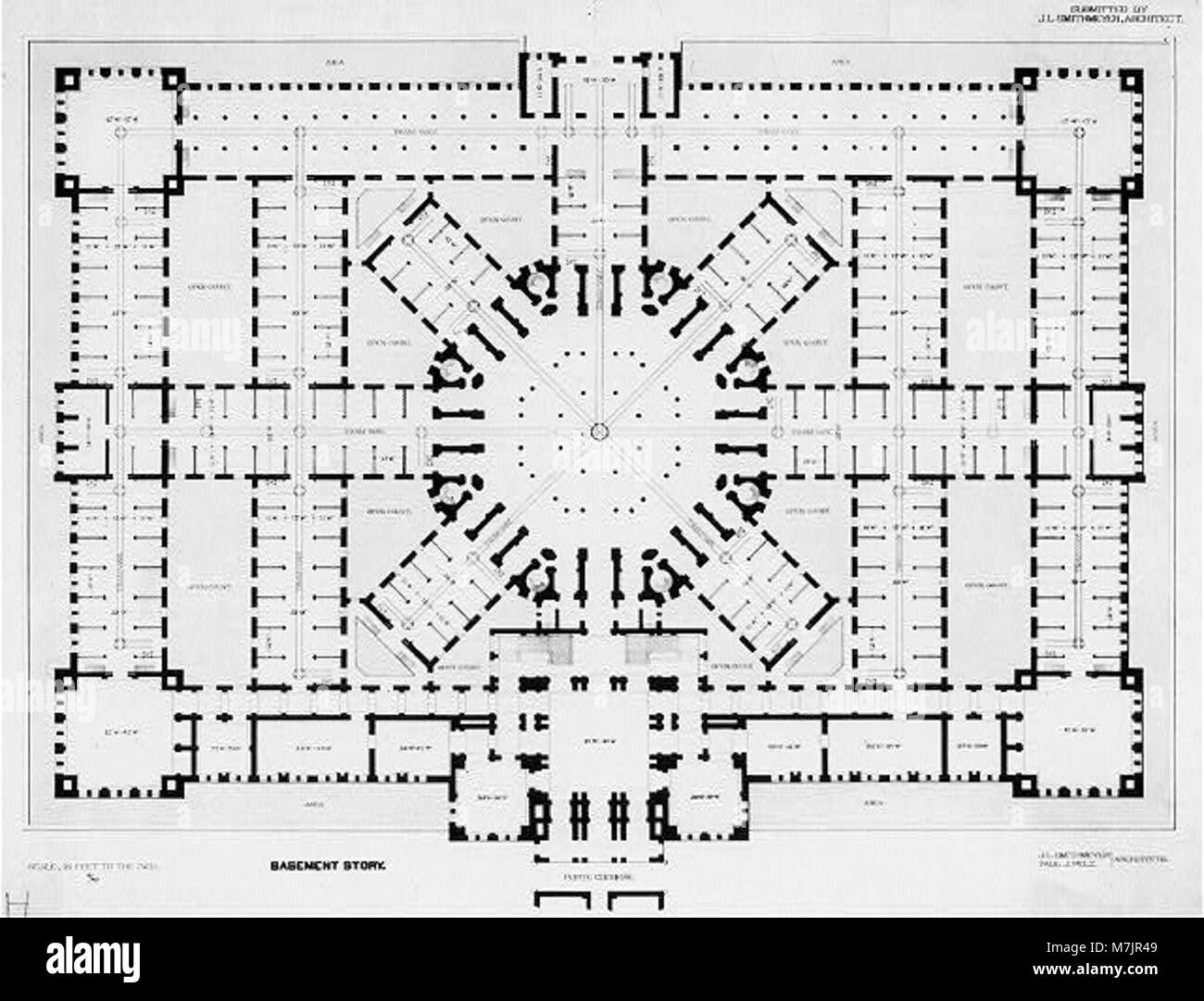 The basement story plan of the Library of Congress in Washington, D.C ...