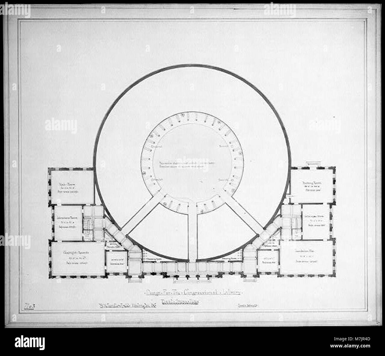 A blueprint or architectural plan of the first story of the Library of ...