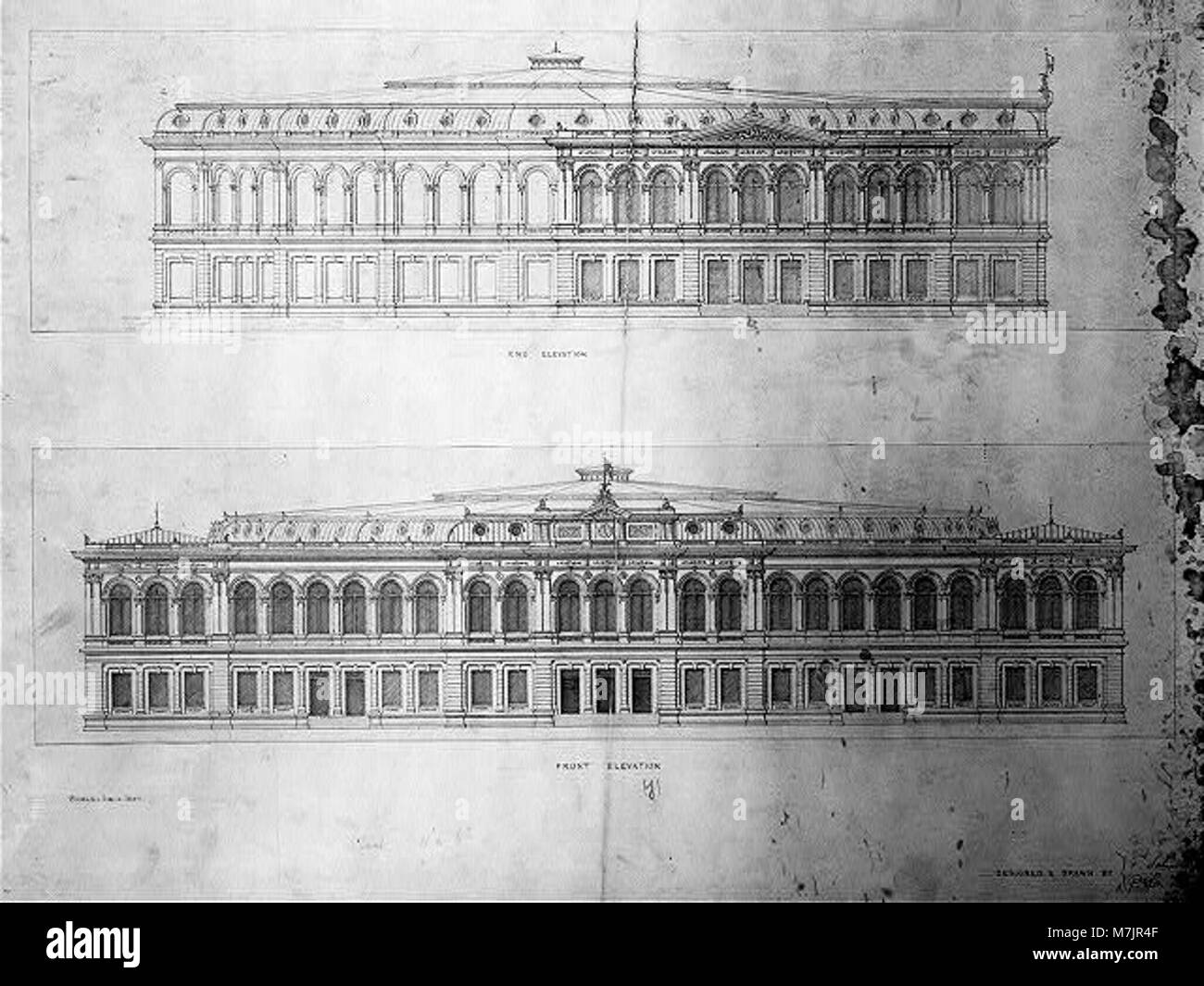 Architectural elevation views of the Library of Congress in Washington ...