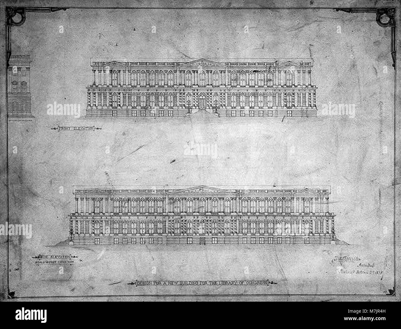 Historic neoclassical library facade Black and White Stock Photos ...