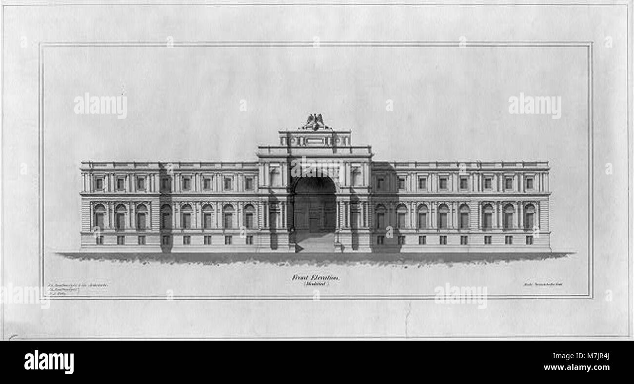 Front elevation of the Library of Congress in Washington, D.C ...