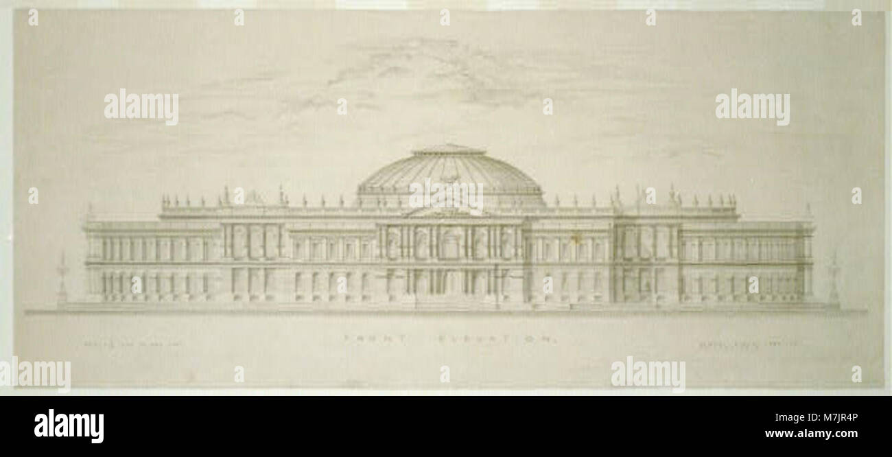This is a front elevation rendering of the Library of Congress, located ...