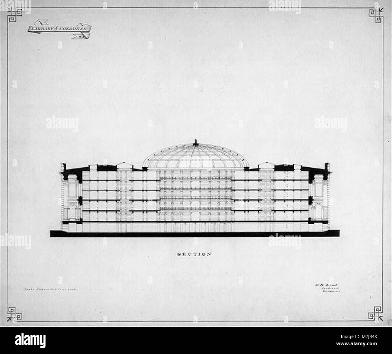 This architectural drawing shows the longitudinal section of the ...