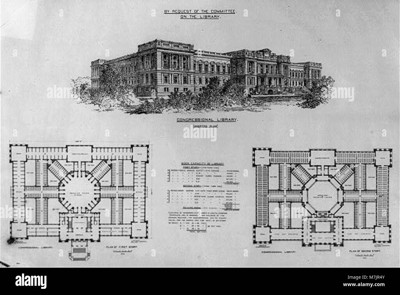 Library of Congress, Washington, D.C. Perspective rendering and plan of ...