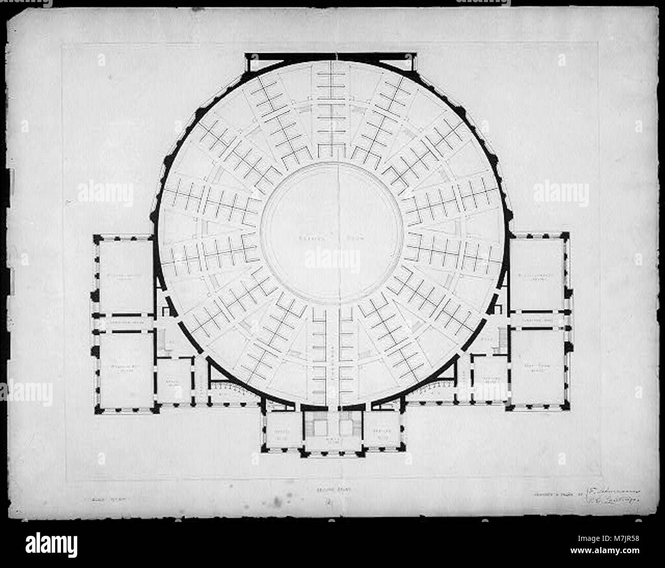 This architectural plan depicts the second story layout of the Library ...