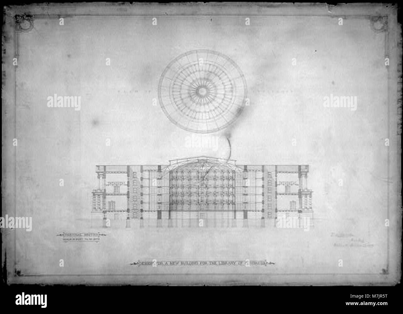 This image shows a vertical section and plan of the skylights in the ...