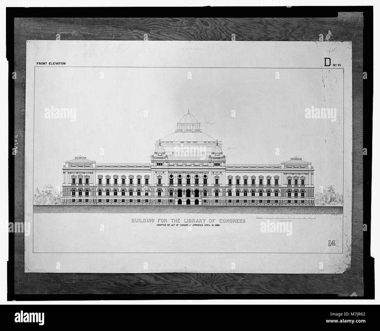 A detailed exterior view of the Library of Congress in Washington, D.C ...