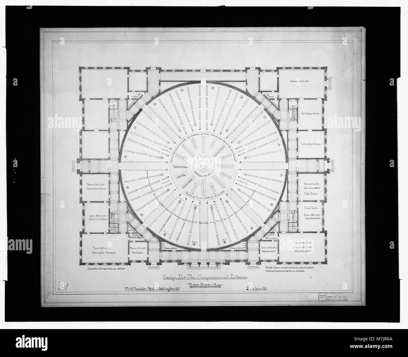 This image depicts the first-story architectural plan of the Library of ...