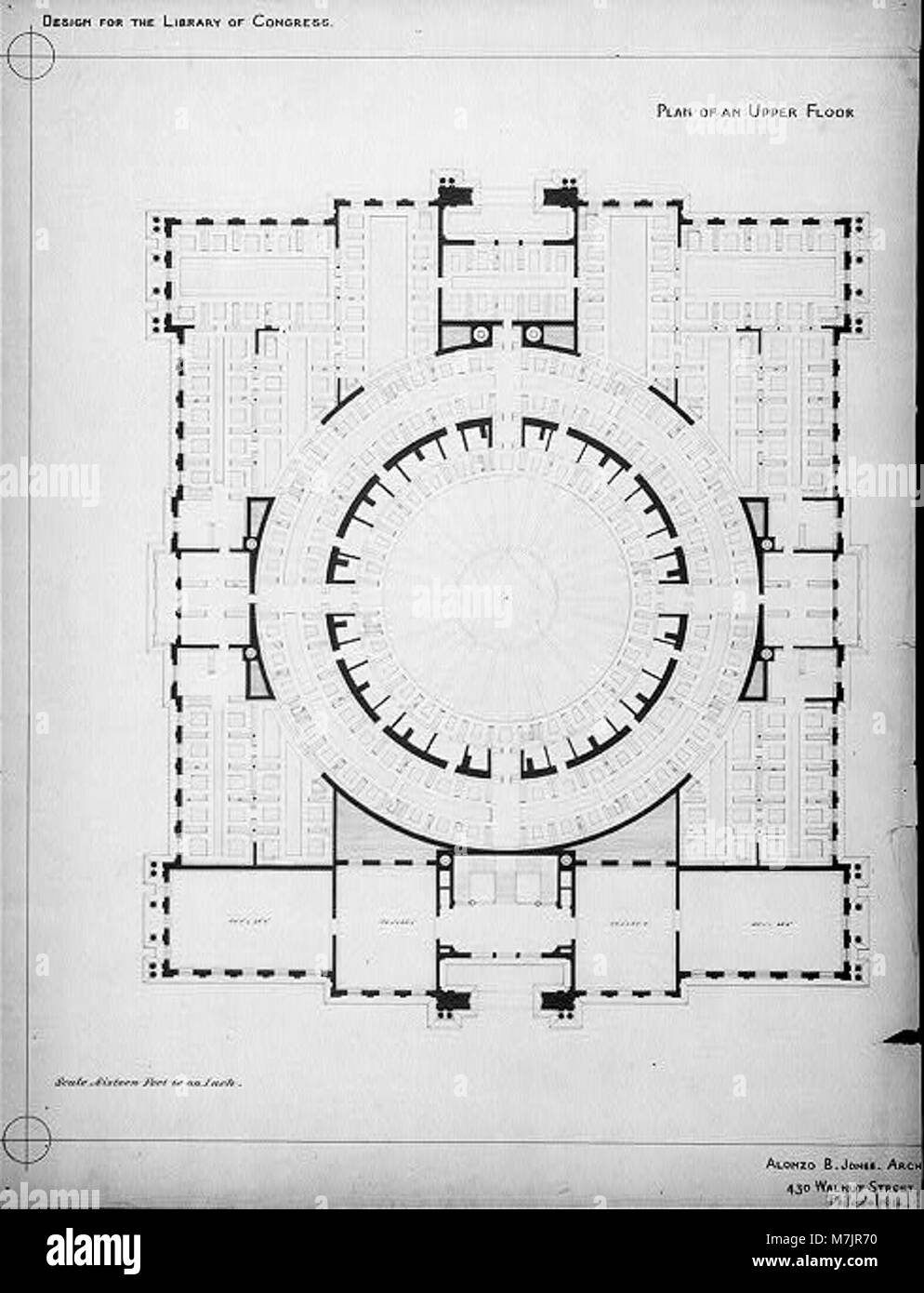 A floor plan of the upper level of the Library of Congress in ...