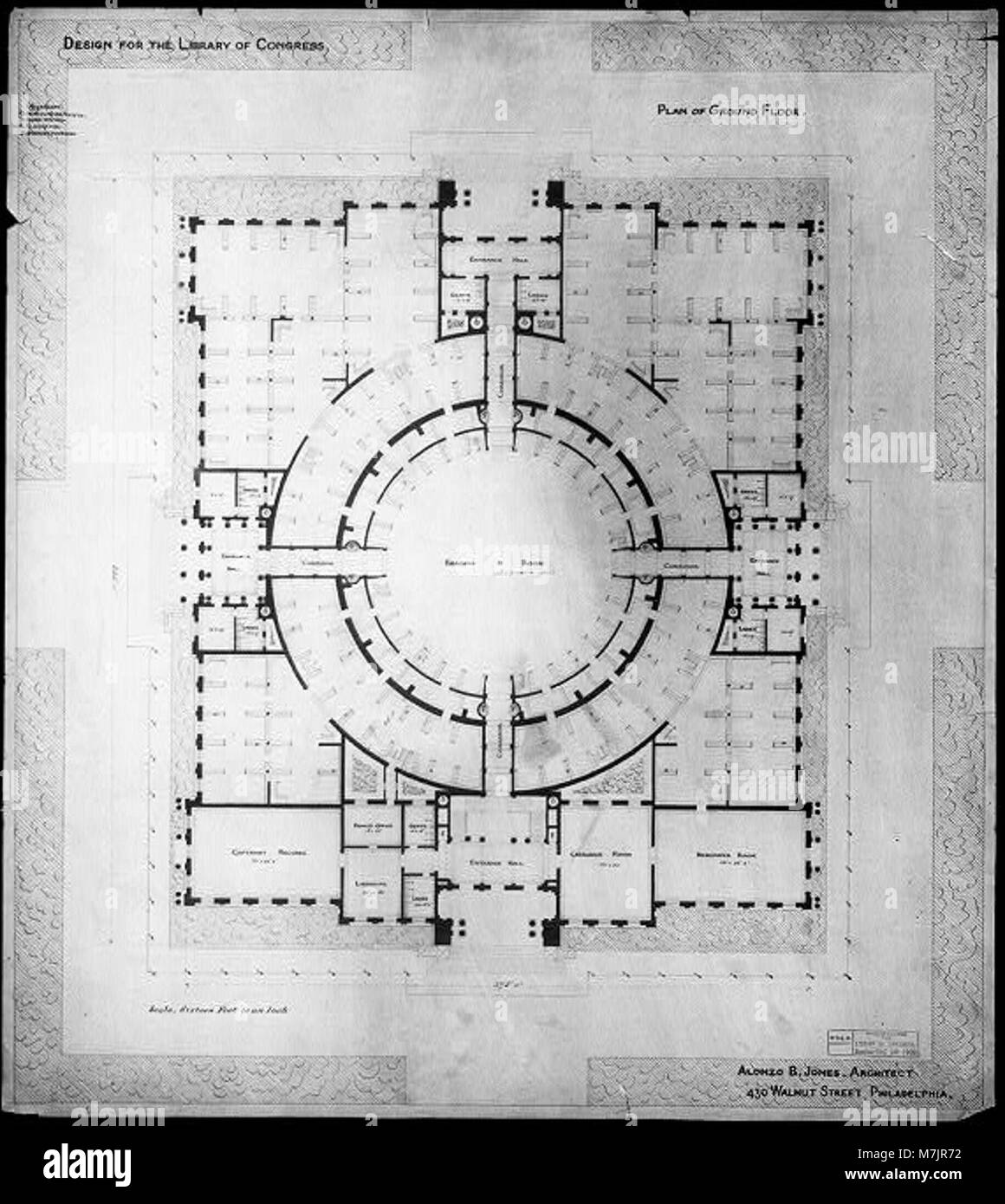 A floor plan of the ground floor of the Library of Congress in ...