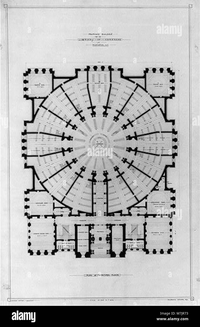 A floor plan of the principal floor of the Library of Congress in ...