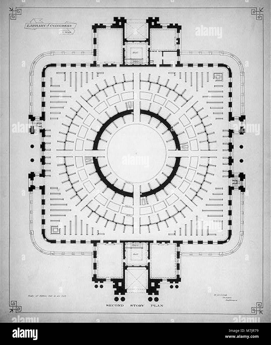 A floor plan of the second story of the Library of Congress in ...