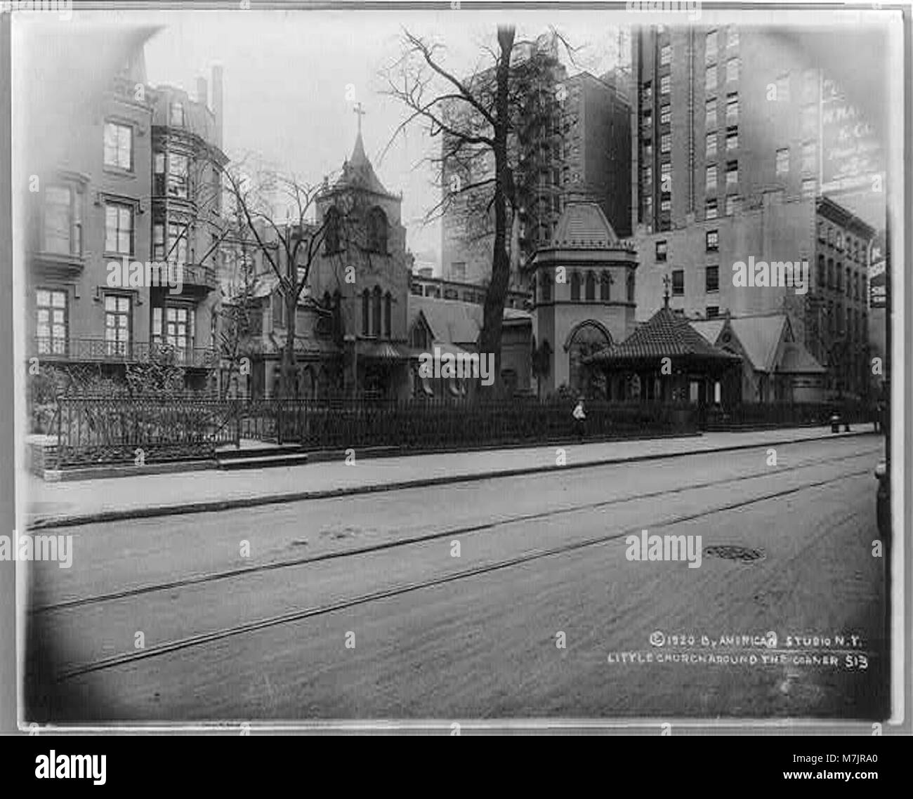 The little church around the corner Black and White Stock Photos ...
