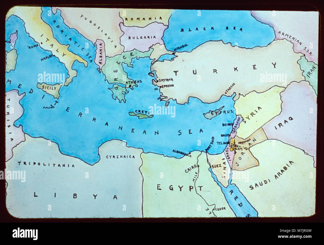 Map eastern mediterranean surrounding countries hi-res stock ...