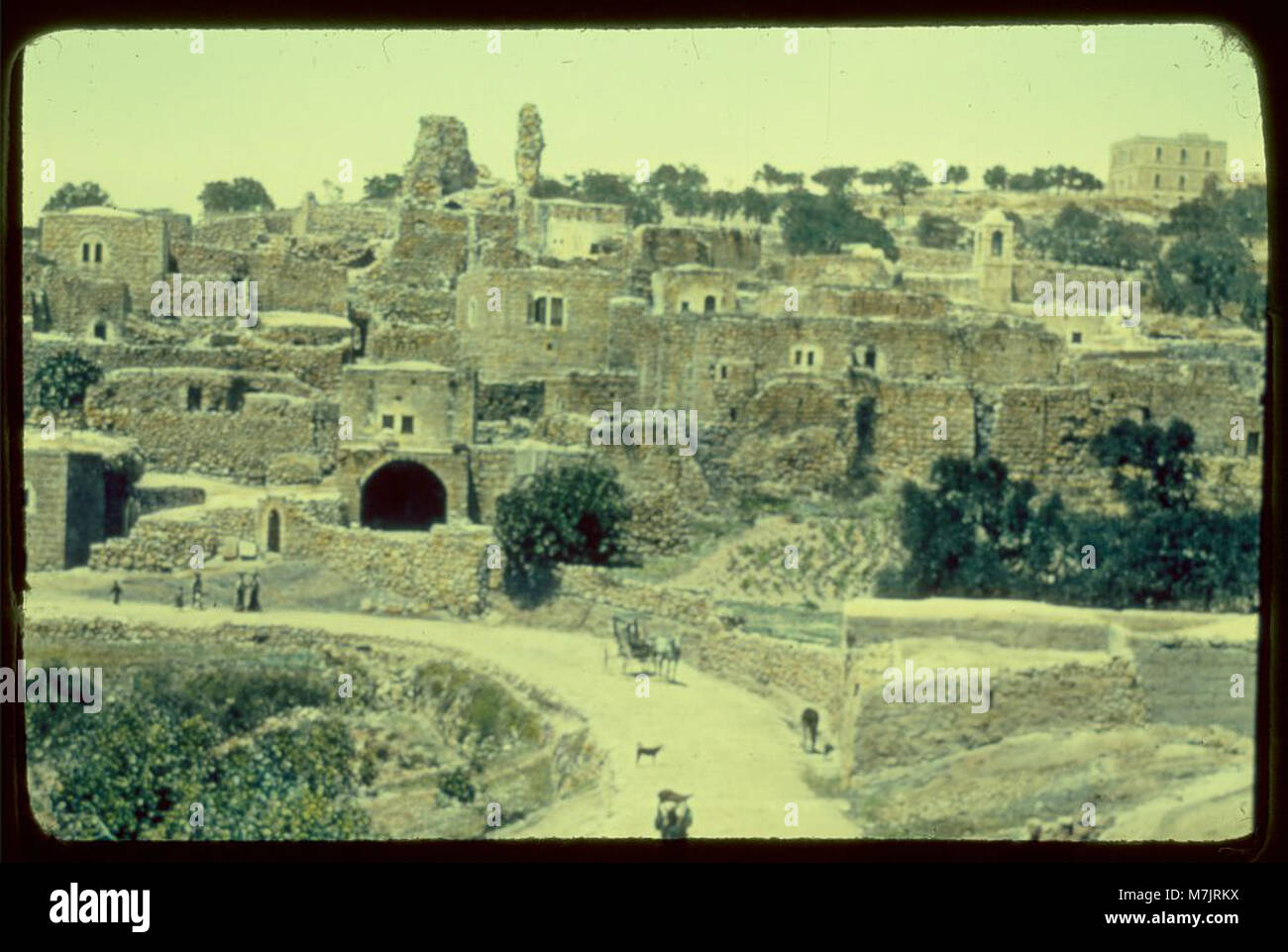 A view of Bethany from the carriage road on the Mount of Olives. The ...