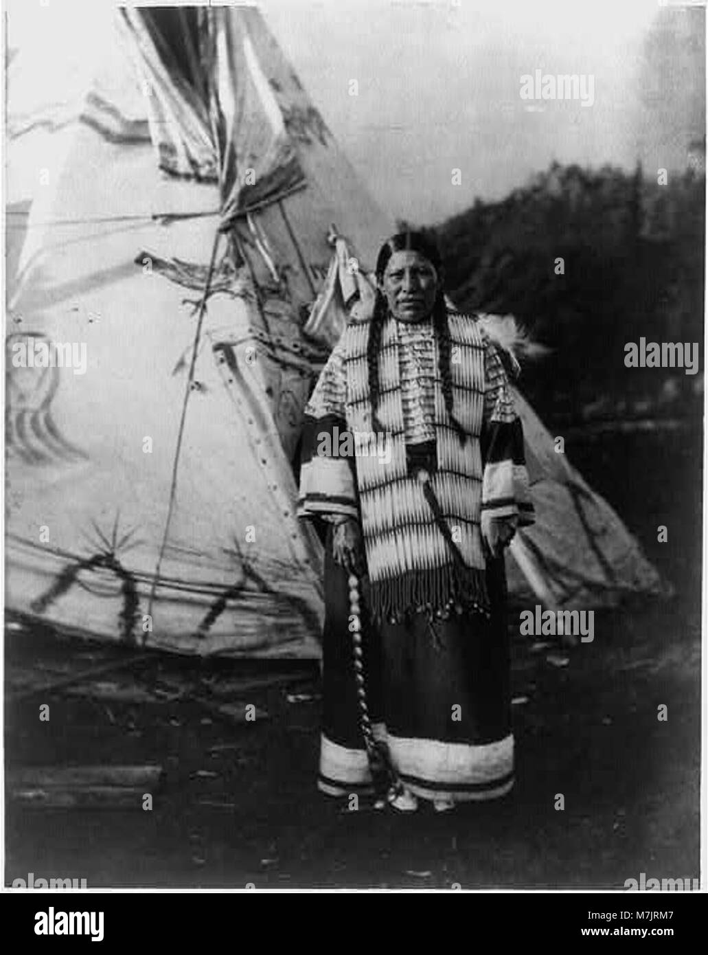 A portrait of Mrs. Black Hawk, a prominent Native American woman ...