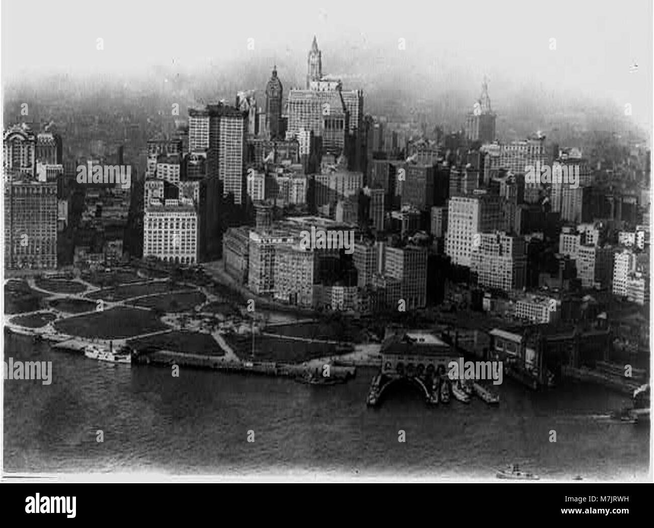 View from Battery Park, looking uptown across the New York Harbor ...