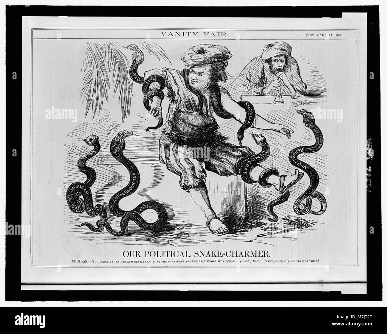 A satirical image or illustration titled 'Our Political Snake-charmer ...