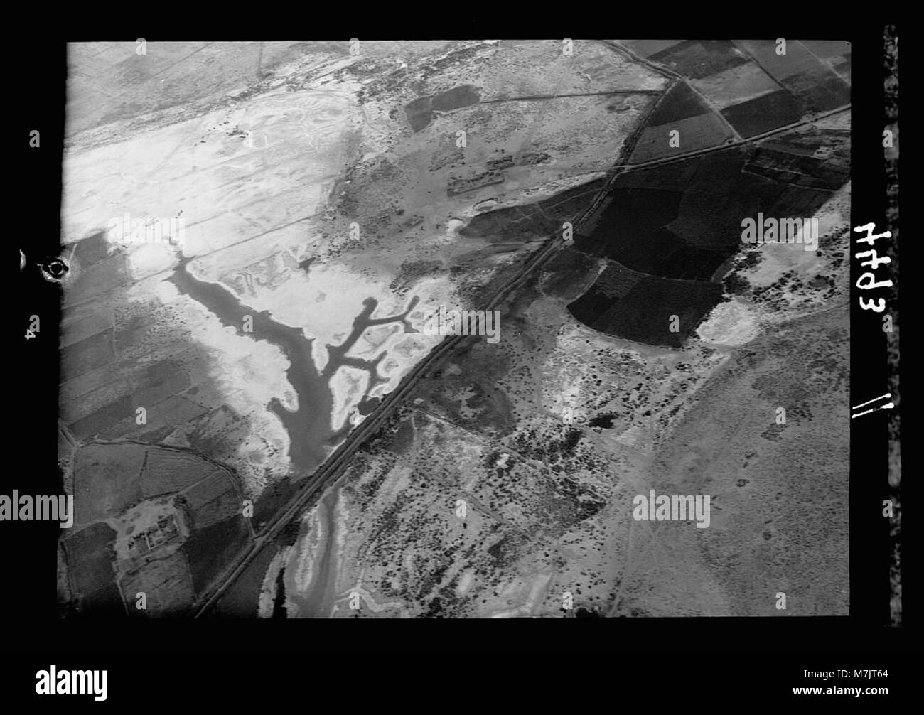 Aerial views of Palestine showing the Nile Delta, salt deposits along ...