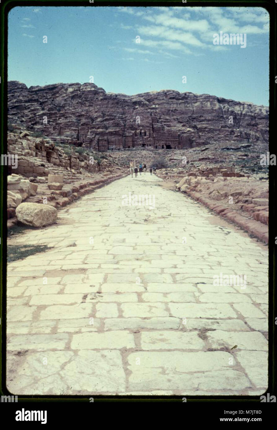 A photograph of the Roman road in Petra, Jordan, an ancient site known ...