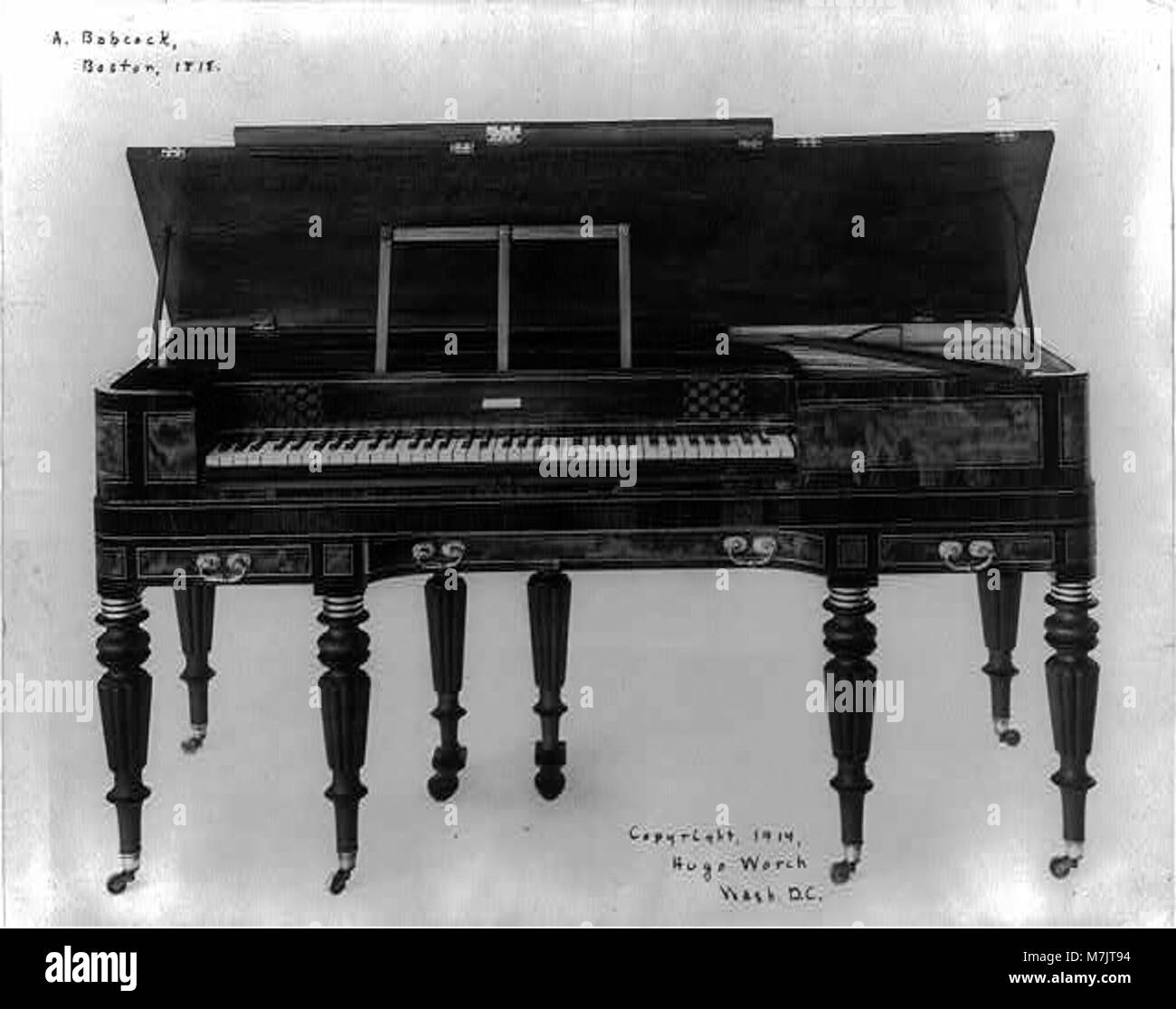 This piano, built in 1818 by A. Babcock in Boston, showcases early 19th ...