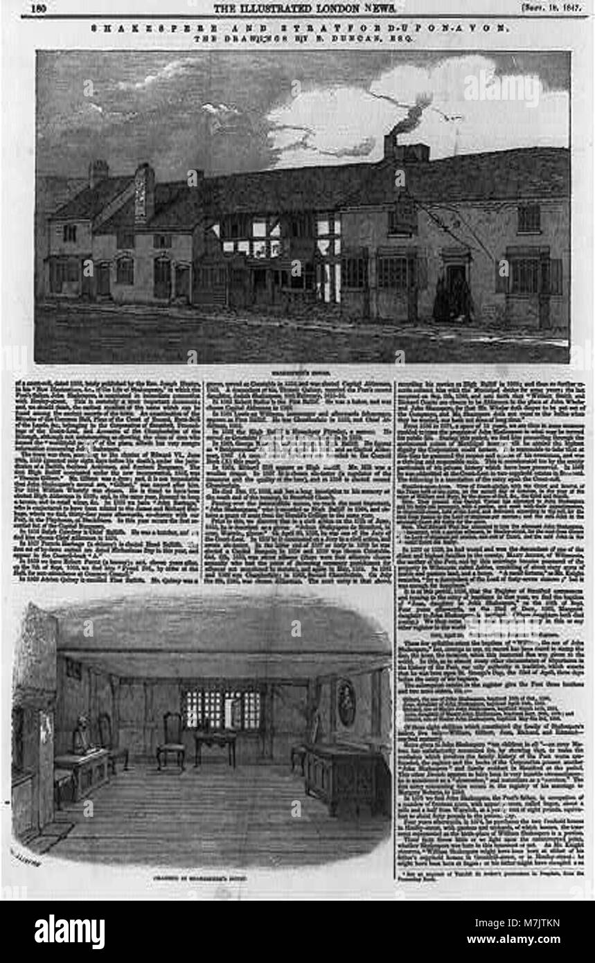 A historical photograph of Shakespeare's house, showcasing its ...