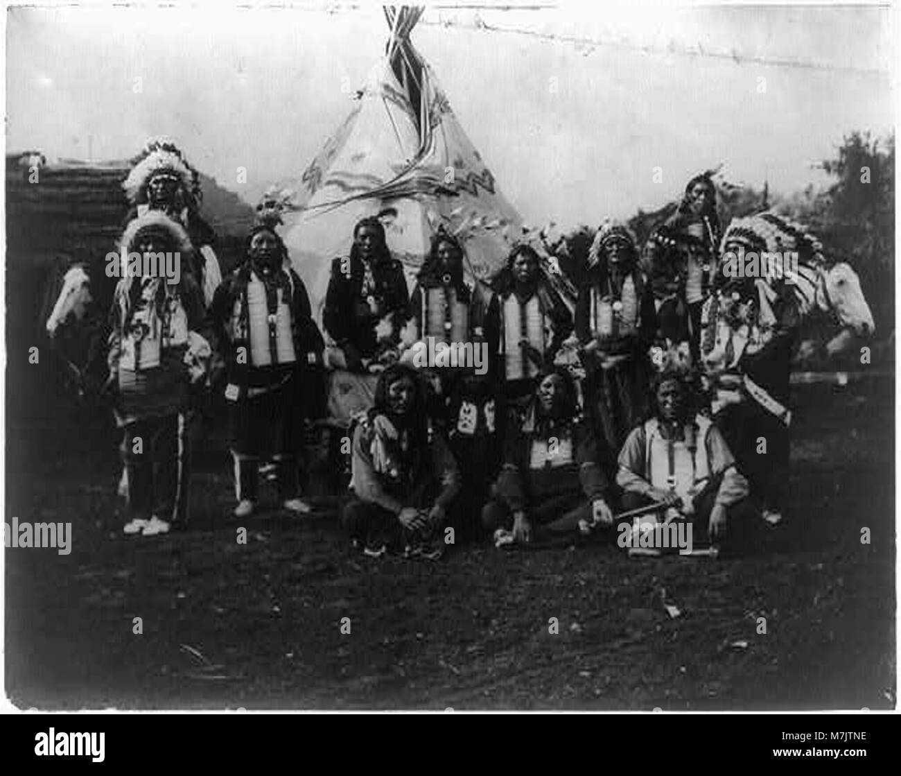 A historical photograph of Sioux Indians, capturing their traditional ...