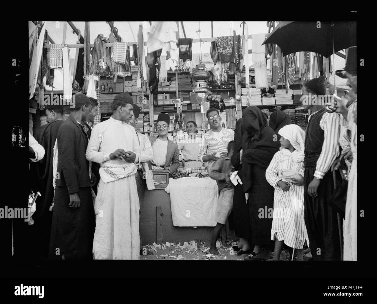 Photograph of a dry goods stall at Nebi Rubin, Southern Palestine ...