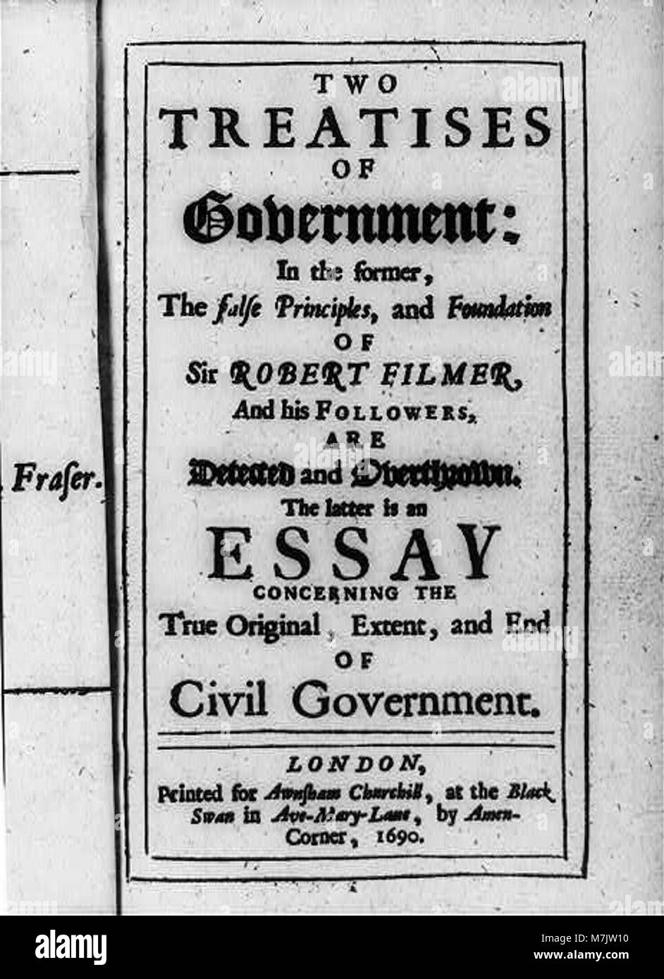 The title page of John Locke's famous work, 'Two Treatises of ...