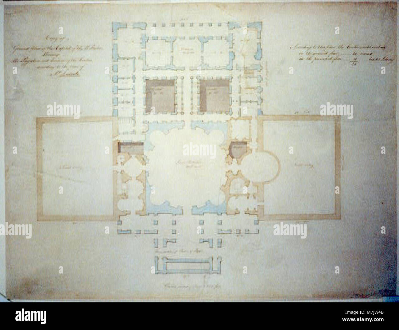 A detailed ground floor plan of the United States Capitol in Washington ...