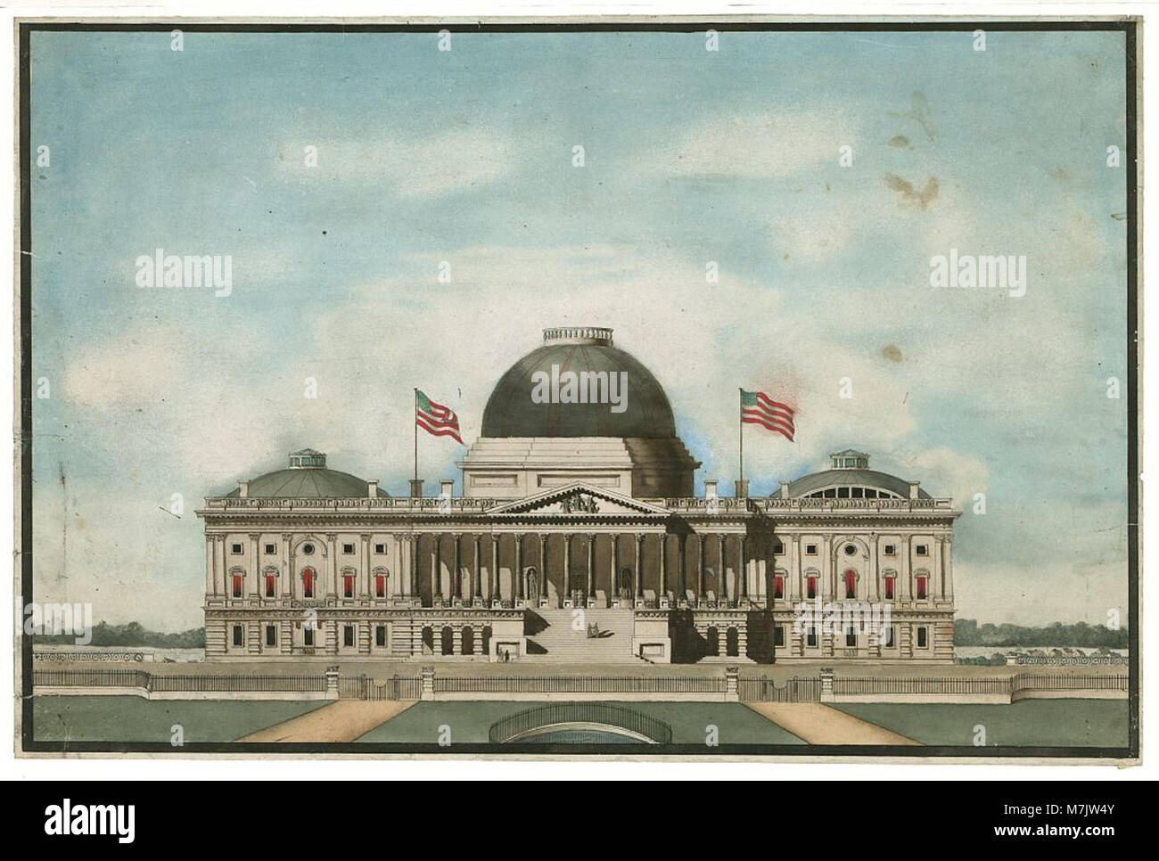 A rendering of the east front elevation of the United States Capitol in ...