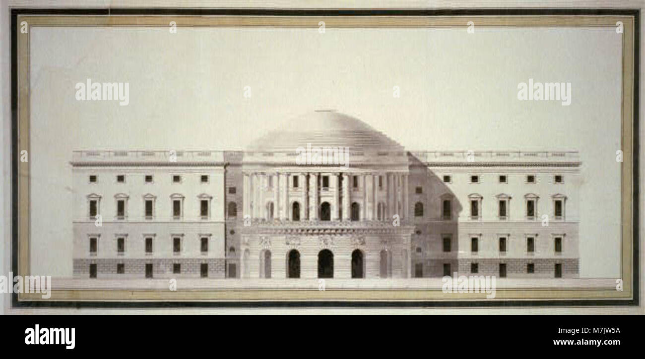 A front elevation rendering of the United States Capitol, the seat of ...