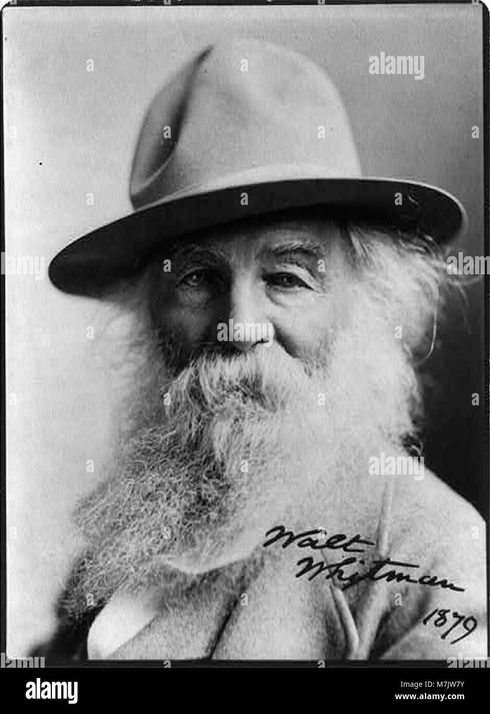 This photograph features Walt Whitman, the celebrated American poet ...