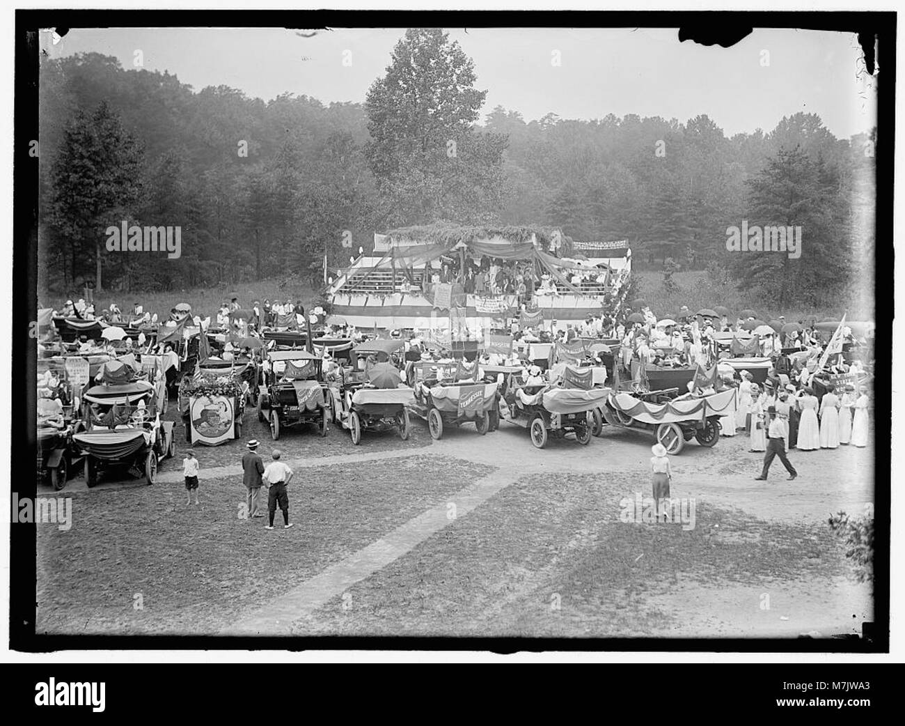 A photograph of women marching toward the Senate, advocating for women ...