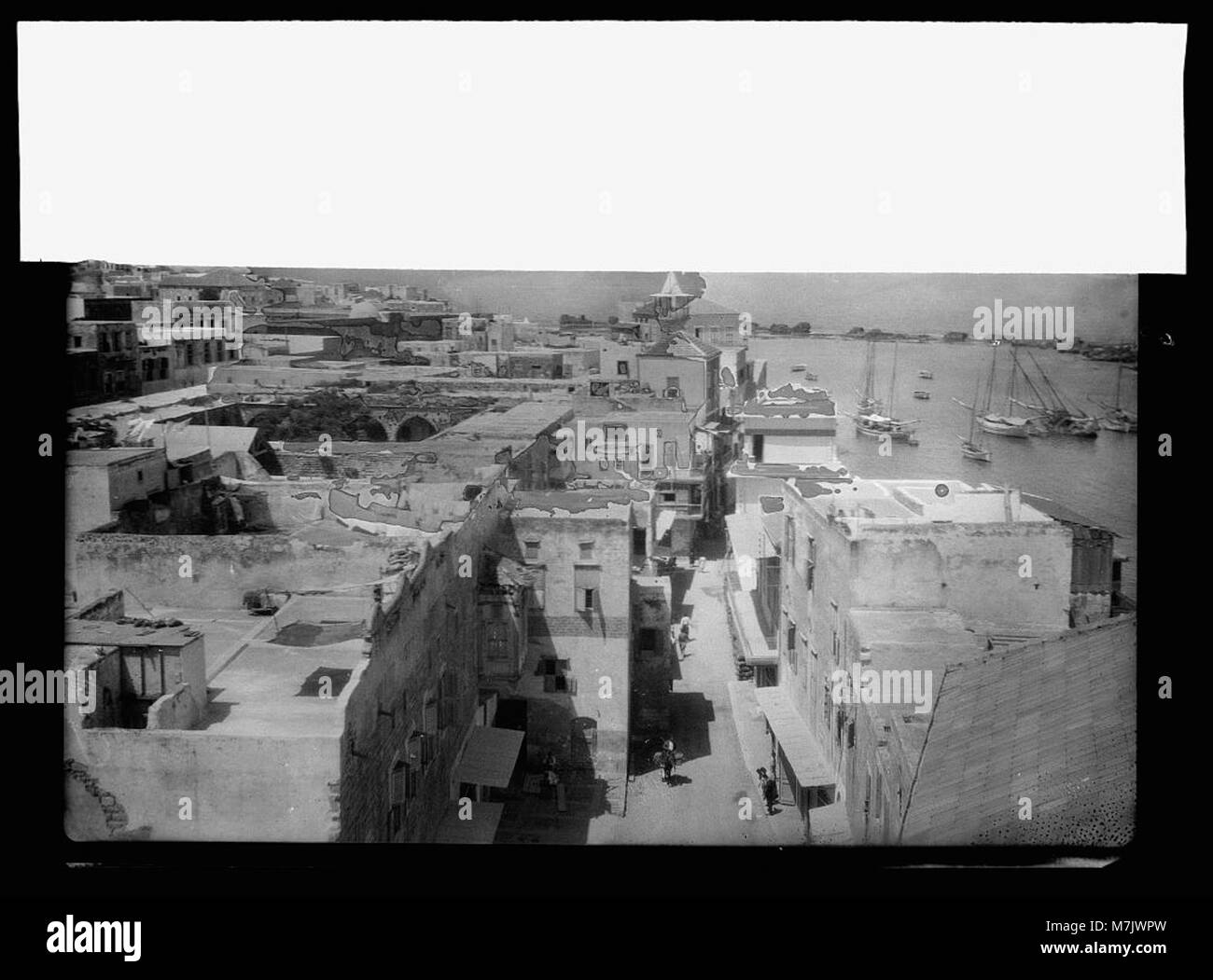 A general view of Sidon along the sea coast. This scenic photograph ...