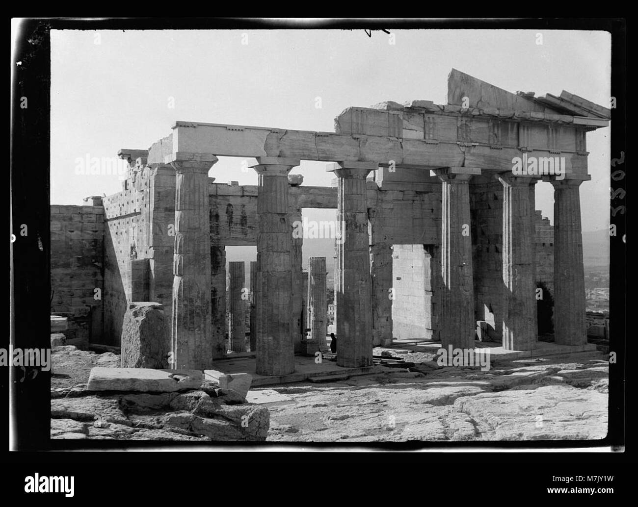 A photograph of the Propylea, the monumental gateway to the Acropolis ...