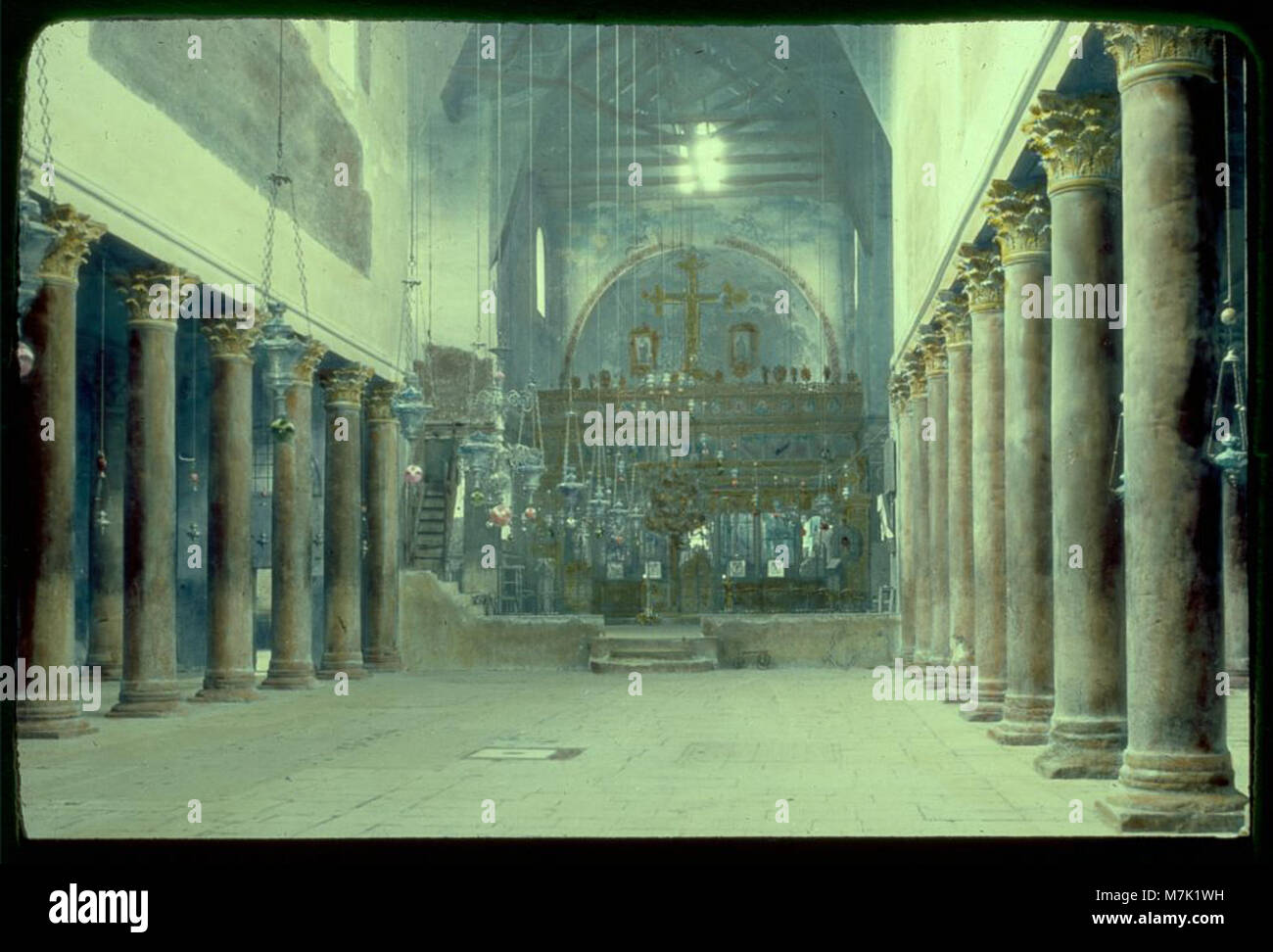 This photograph shows the interior of the Church of the Nativity in ...