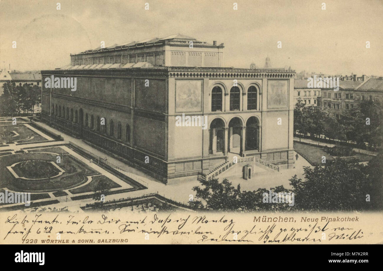The Neue Pinakothek in Munich, Bavaria, is depicted in this postcard ...