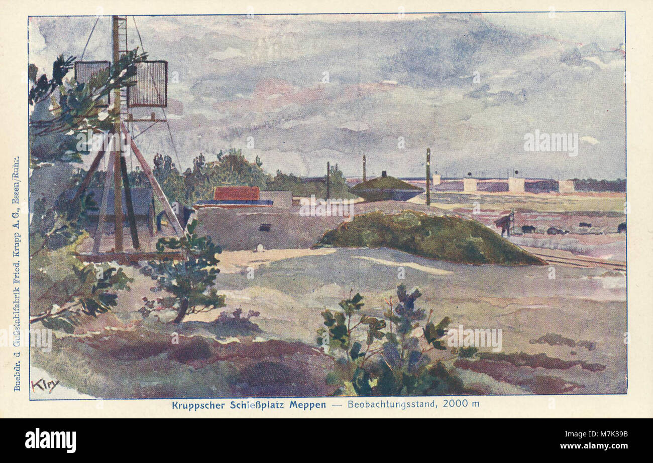 A historical photograph from Meppen, Niedersachsen, showing a Krupp ...