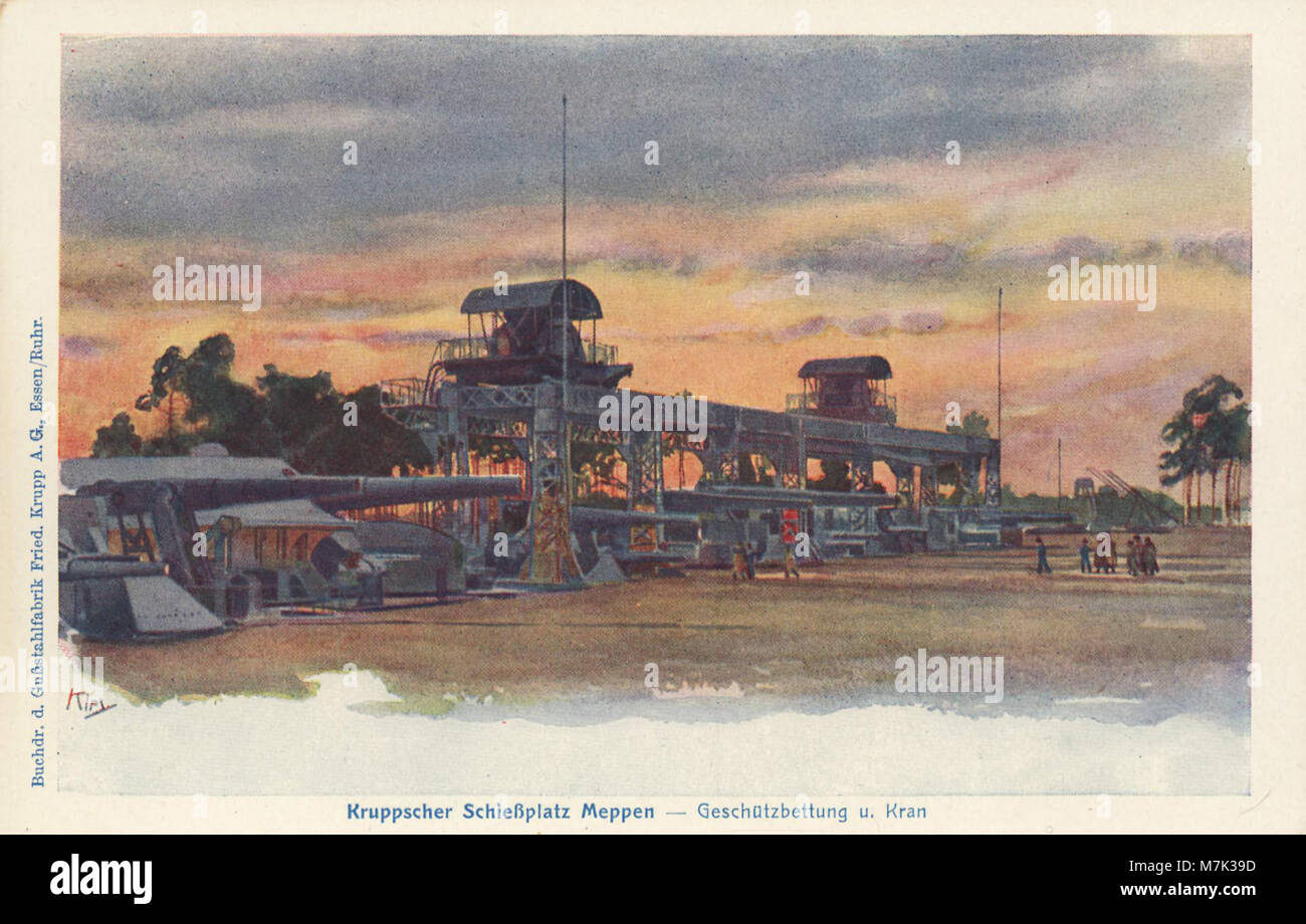 A historical postcard of Meppen, Niedersachsen, showing the Krupp ...
