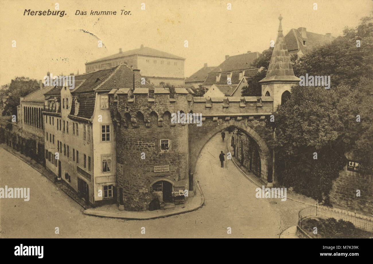 The image shows the Krumme Tor (Crooked Gate) in Merseburg, Sachsen ...