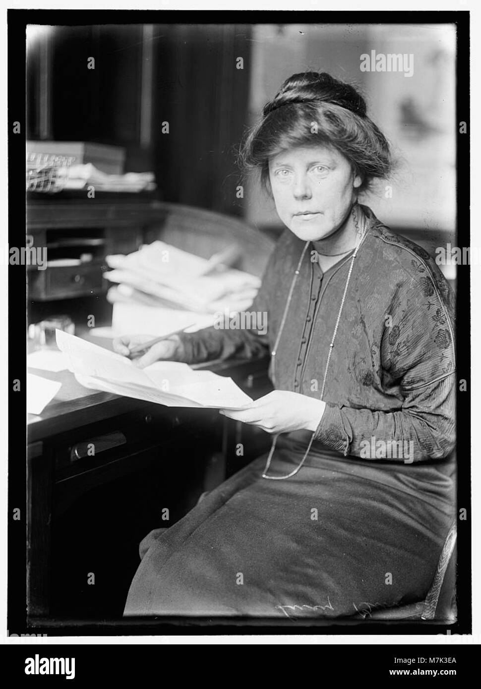 A portrait of Miss Lucy Burns, an activist from the Congressional Union ...