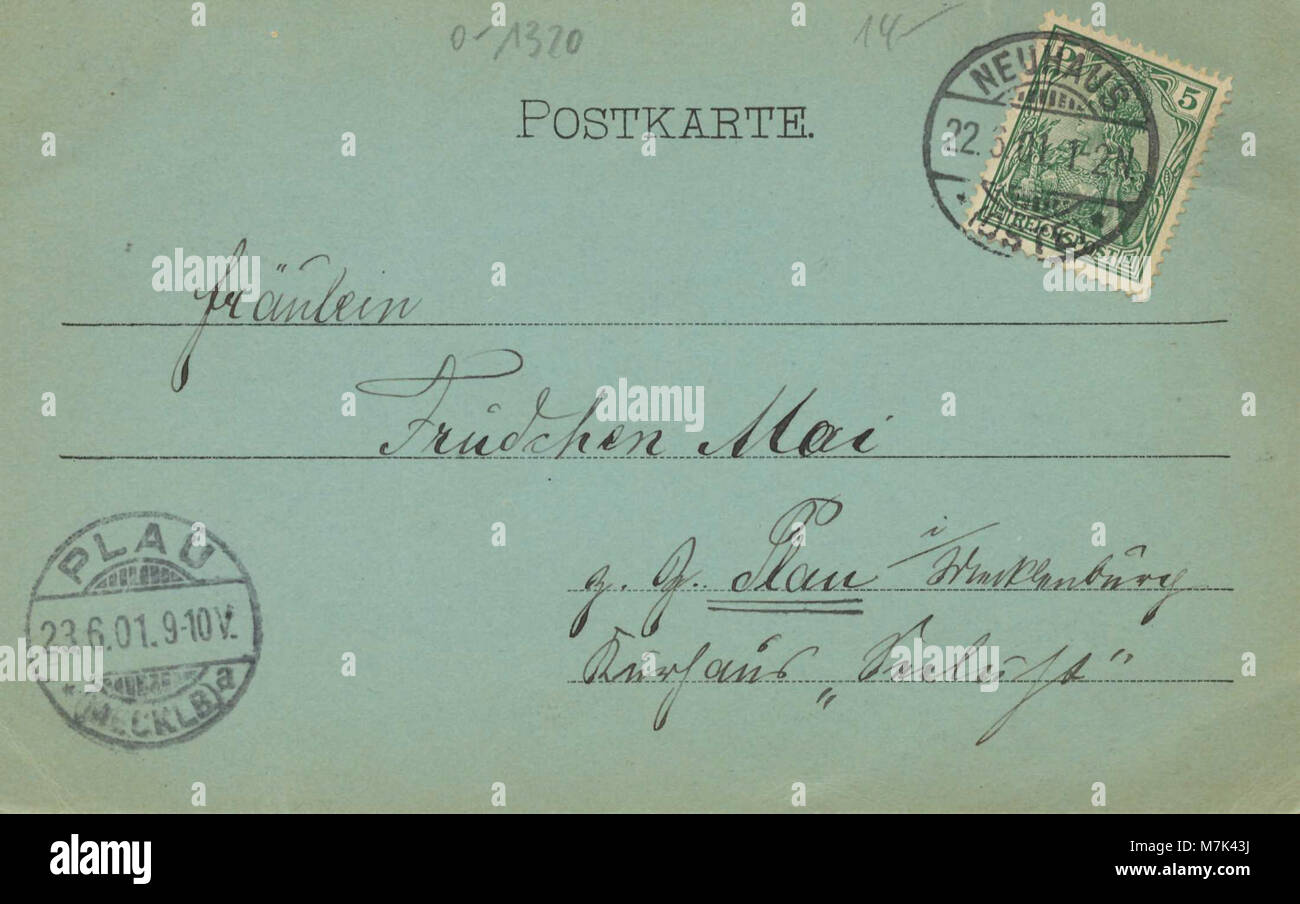 A vintage postcard showing the canal in Neuhaus, Brandenburg ...