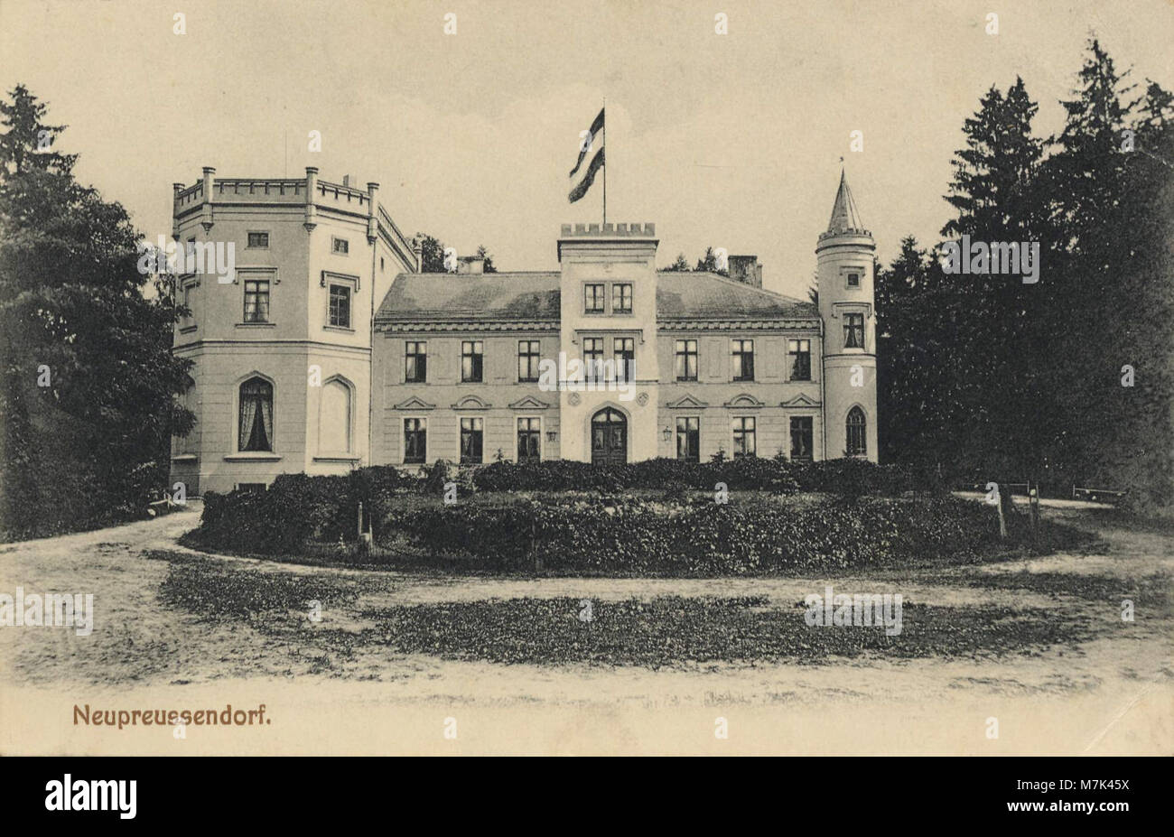 Neupreussendorf, a village in West Prussia, with a historical view of ...