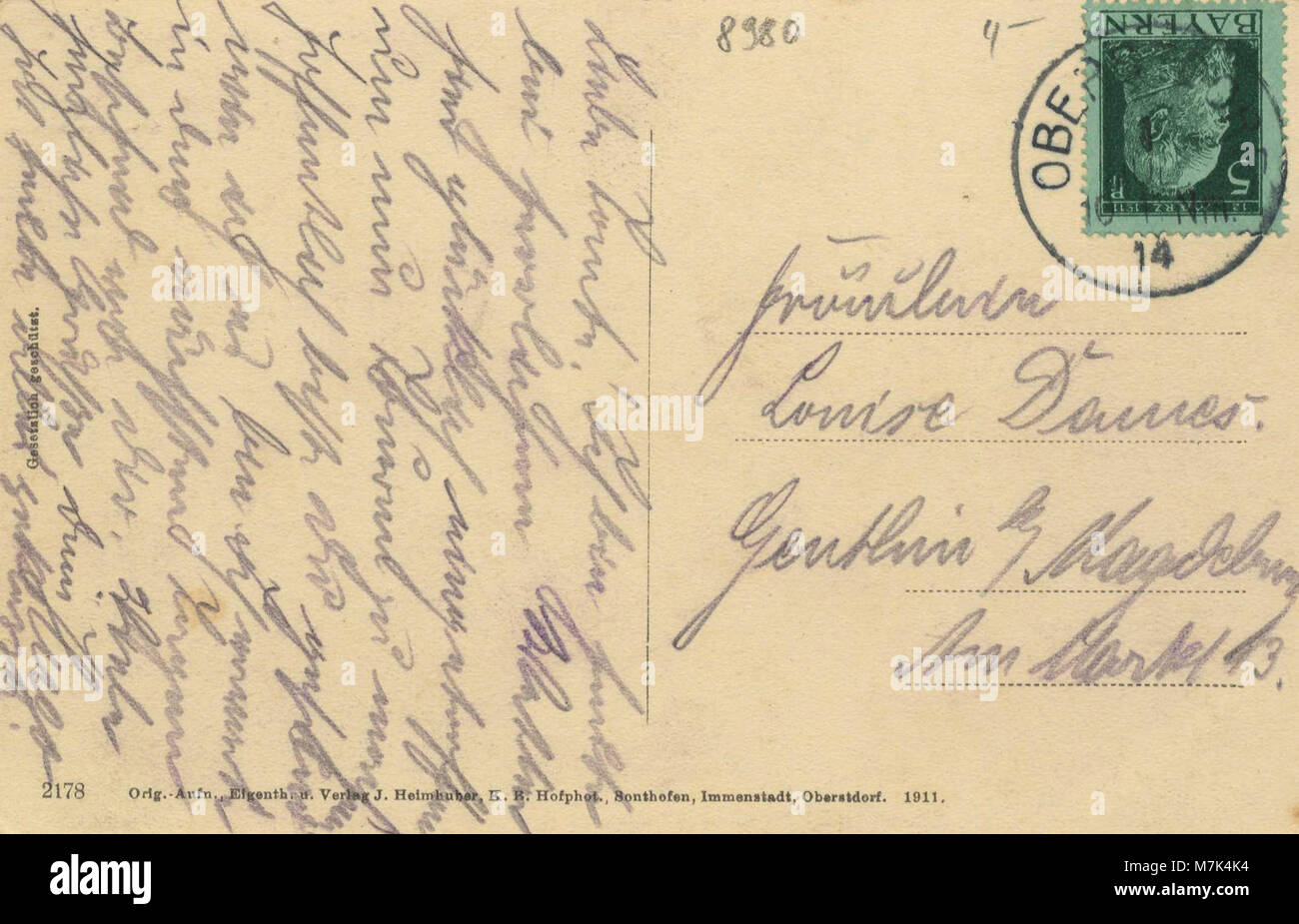 This postcard image shows a view of Oberstdorf, a town in Bavaria ...