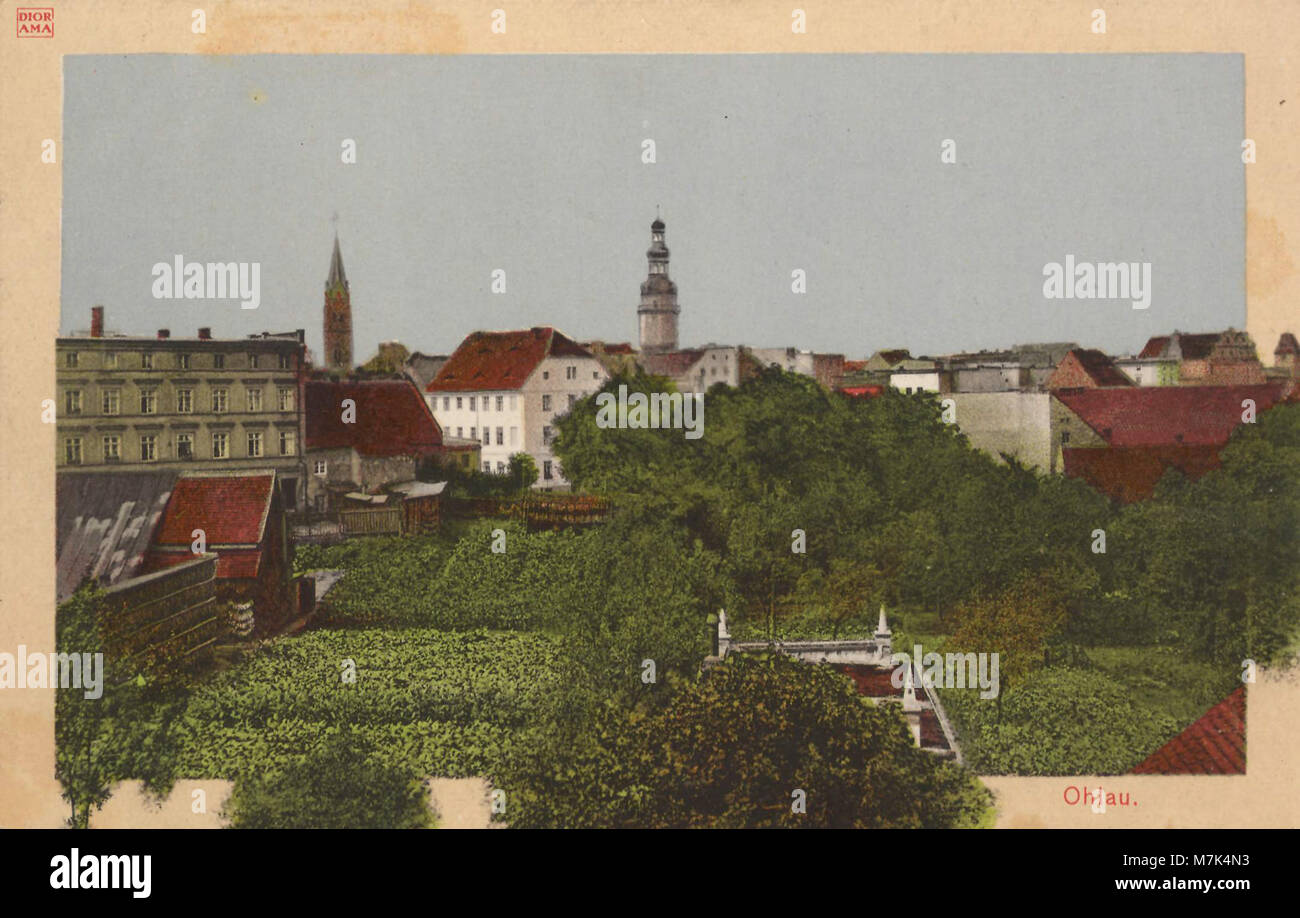 A city view of Ohlau (now Oława, Poland) in the region of Lower Silesia ...