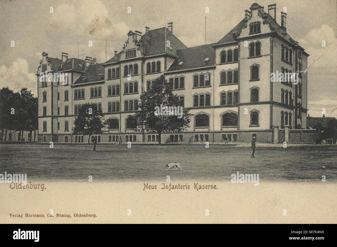 A vintage postcard image of the New Infantry Barracks (Neue ...