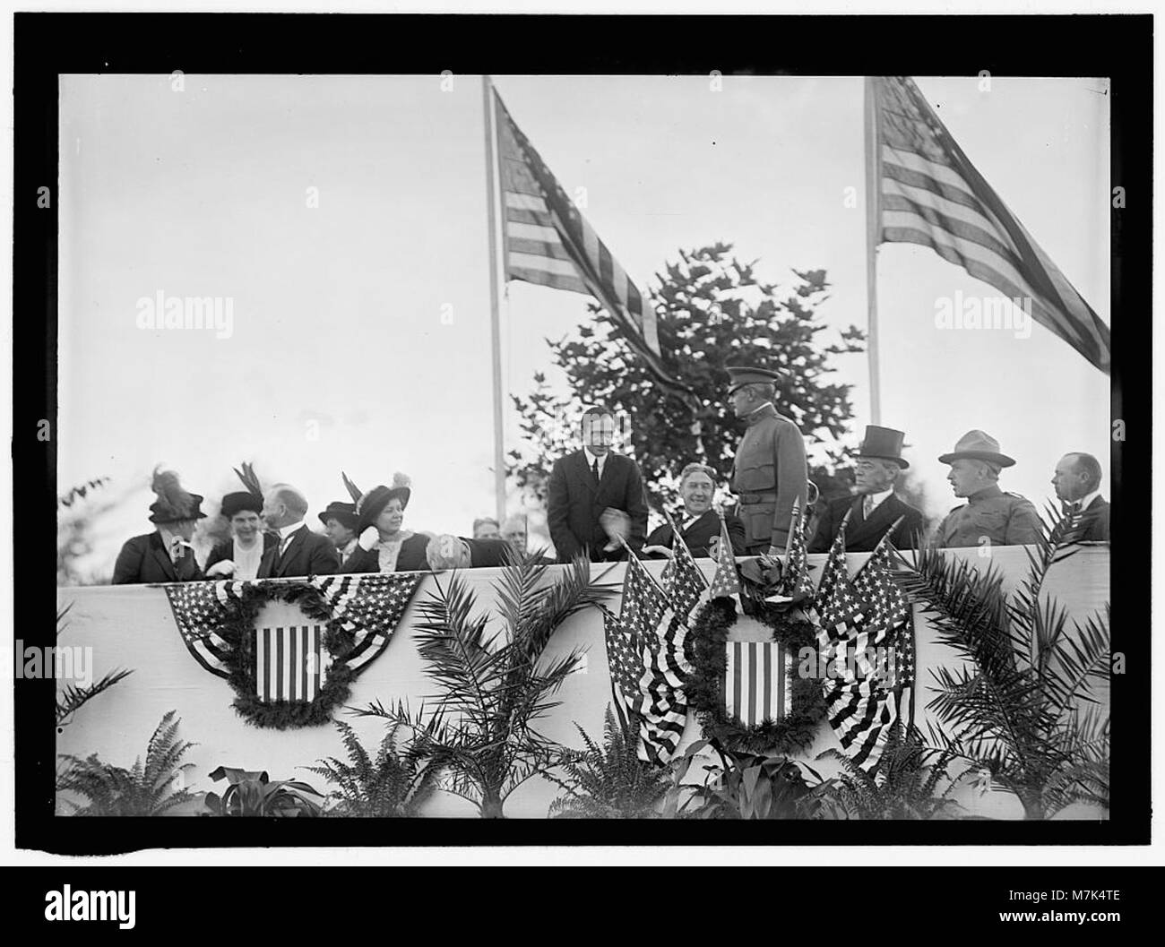 This photograph captures a cavalry review attended by President Wilson ...